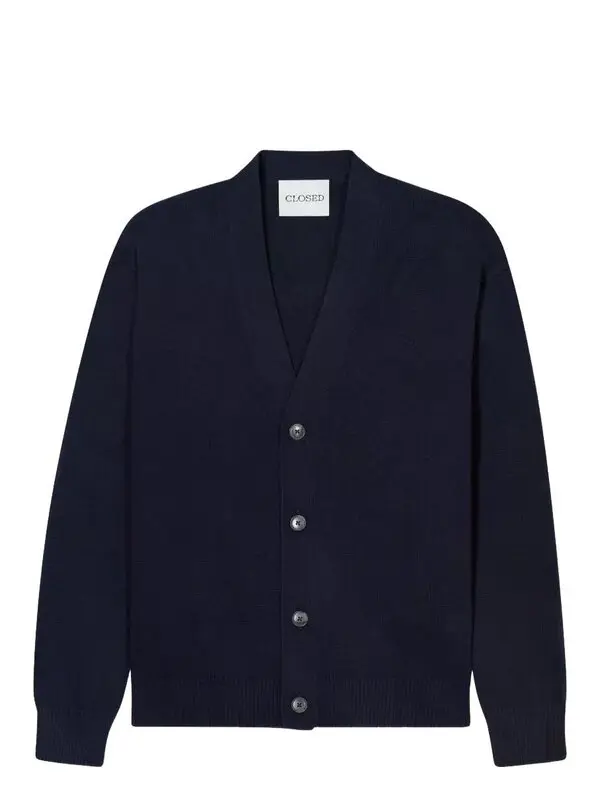 Closed V-neck Cardigan - Blue