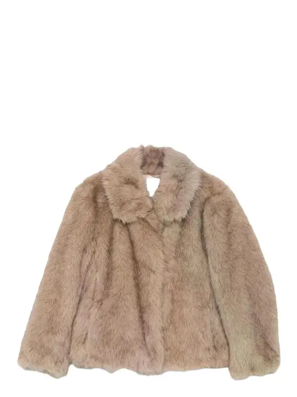 Max Mara Faux Fur Pointed Collar Coat - Brown