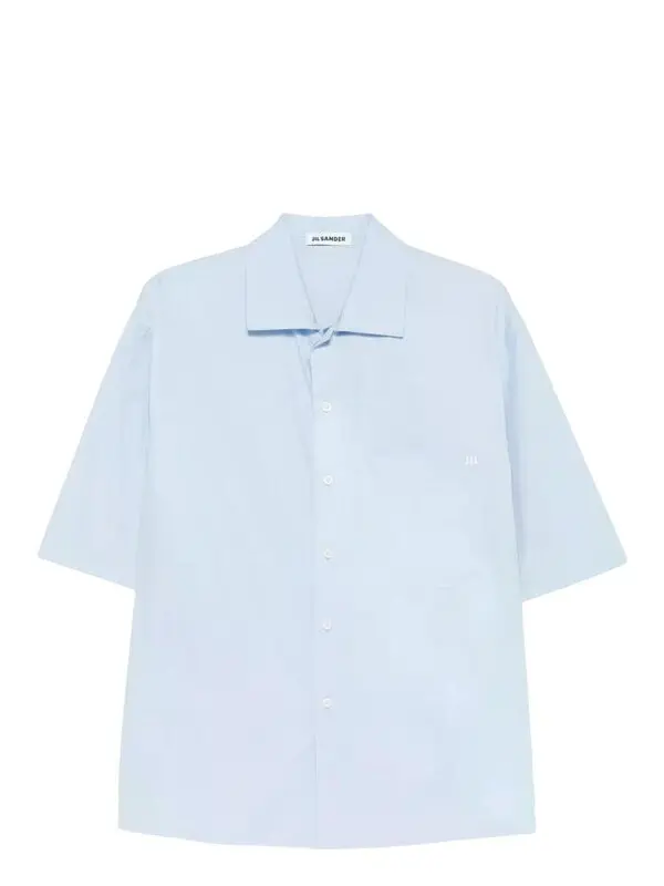 JIL SANDER Boxy-fit Short-sleeved Lightweight Cotton Poplin Shirt With Single Chest Pocket And Embroidered Jil Logo - Blue