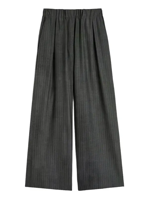 JIL SANDER Wool Pinstripe Wide-leg Trousers - Grey