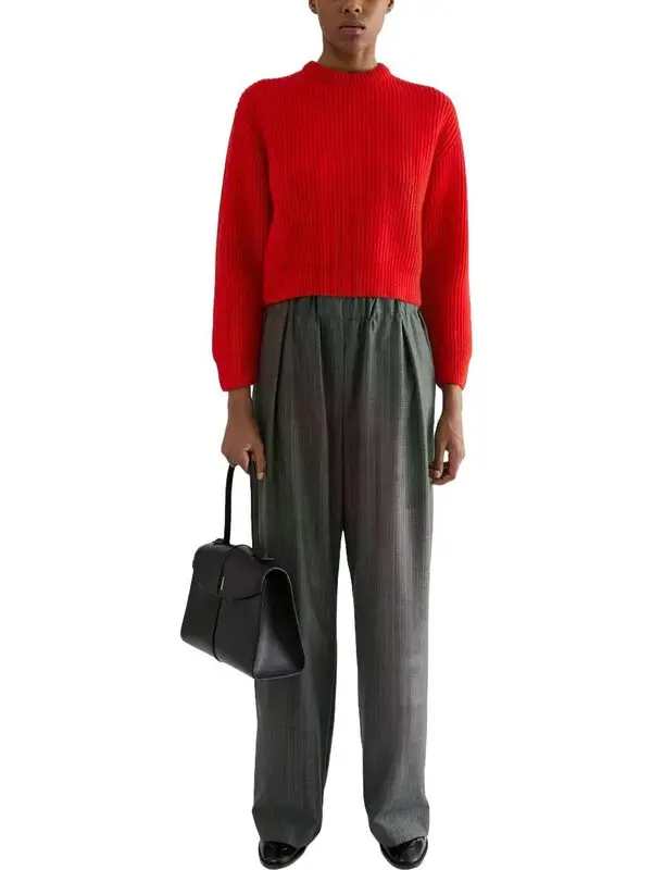 JIL SANDER Wool Pinstripe Wide-leg Trousers - Grey