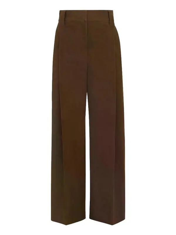 Brunello Cucinelli Stretch-cotton Moleskin Loose Sartorial Trousers With Monili - Brown