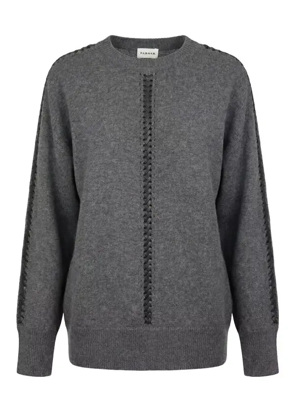 P.a.r.o.s.h Braided-detail Knit Crew Neck Sweater - Grey