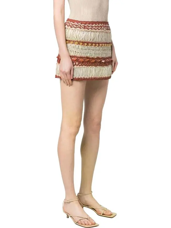 Alberta Ferretti Layered Crochet Skirt - Neutrals