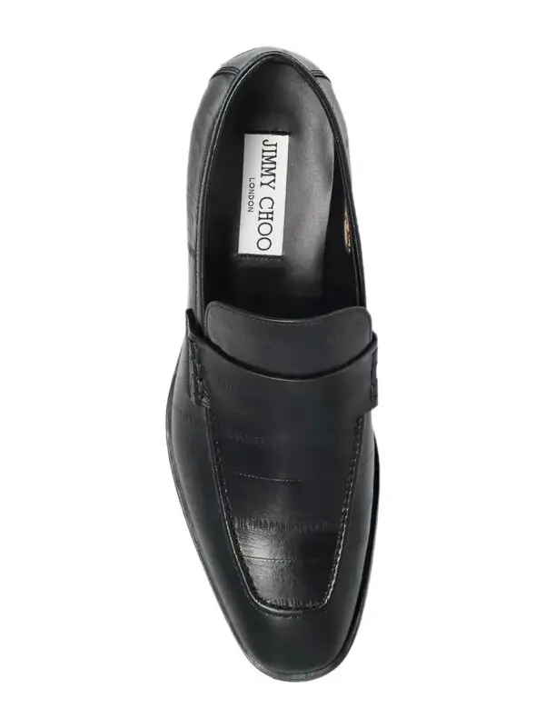 JIMMY CHOO Wilder Embossed Leather Loafers - Black