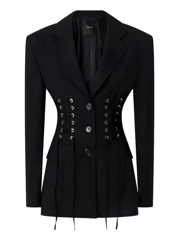 Pinko Lace-up Blazer With Notched Lapel - Black