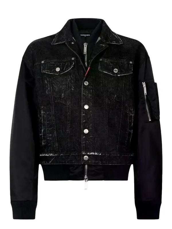 Dsquared2 Aviator Hybrid Denim Jacket - Black