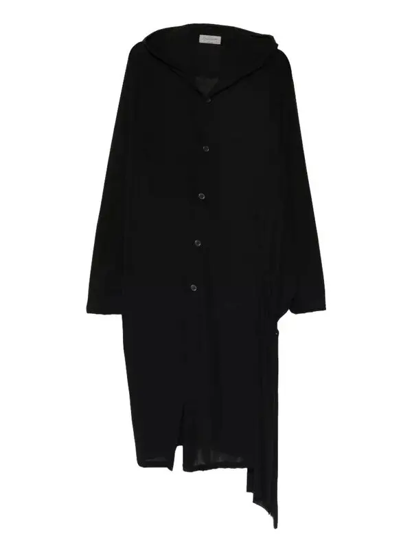 Yohji Yamamoto Side-string Hooded Coat - Black