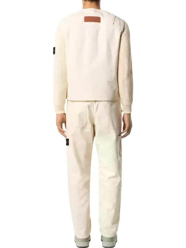 Stone Island Off-white Cotton Gilet With Cargo Pockets - Neutrals
