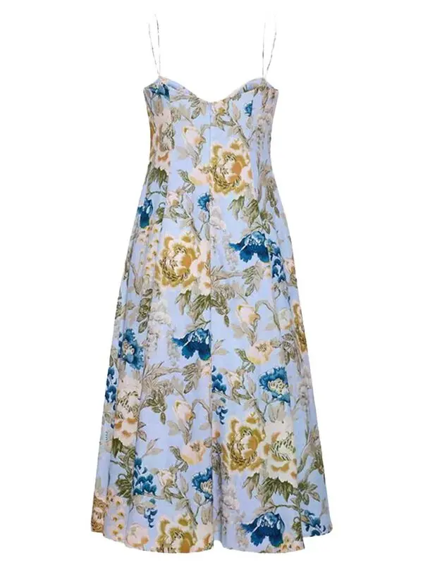 Cara Cara Cherry Floral-print Day Dress - Blue