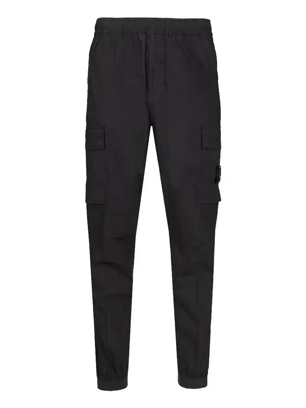 Stone Island Logo Patch Cargo Pants - Black