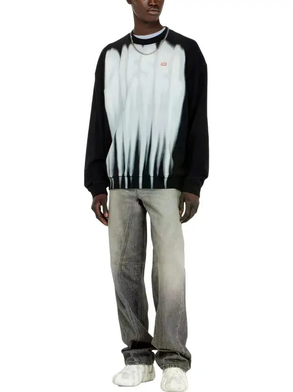 DIESEL® Cotton Sweatshirt With Graphic Print - Black