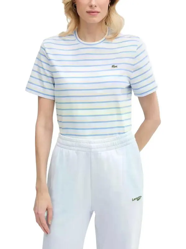 Lacoste Striped Logo Patch T-shirt - Neutrals