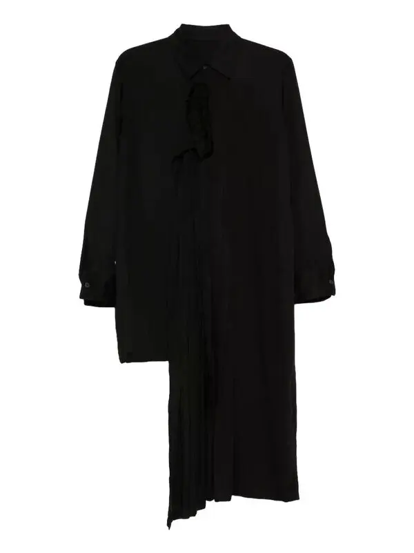 Yohji Yamamoto Pintucked Draped Shirt - Black