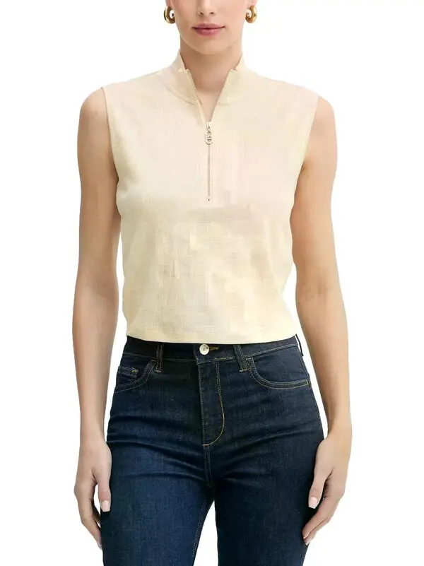 Liu Jo Sleeveless High Neck Zip-up Top - White