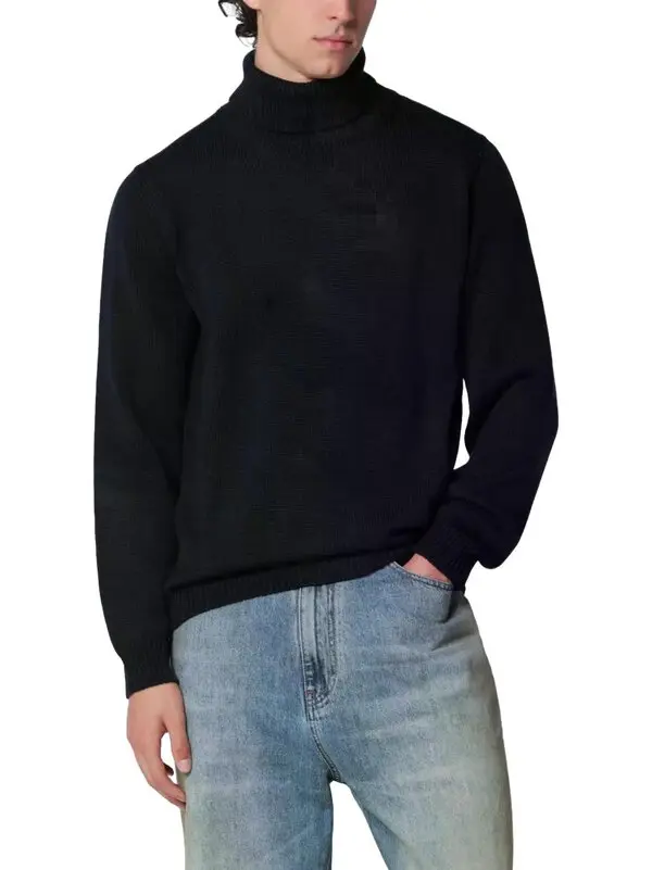 ROBERTO COLLINA Roll-neck Ribbed-trim Sweater - Blue