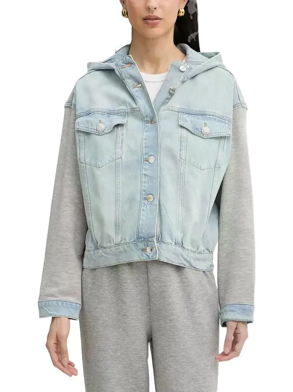 Liu Jo Hooded Paneled Denim Jacket - Blue