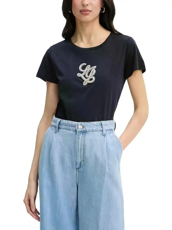 Liu Jo Crystal-embellished Logo T-shirt - Blue