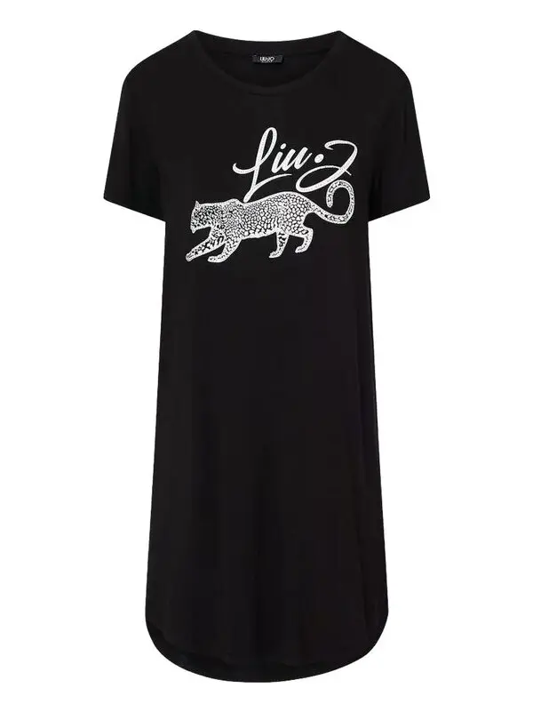Liu Jo Logo-print Rhinestone-embellished Mini Dress - Black