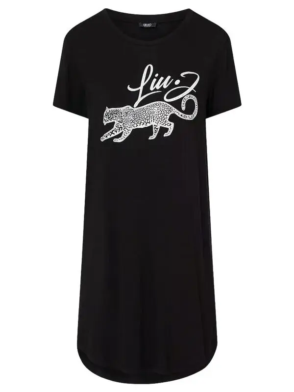 Liu Jo Logo-print Rhinestone-embellished Mini Dress - Black