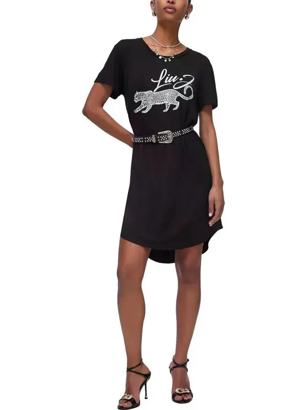 Liu Jo Logo-print Rhinestone-embellished Mini Dress - Black