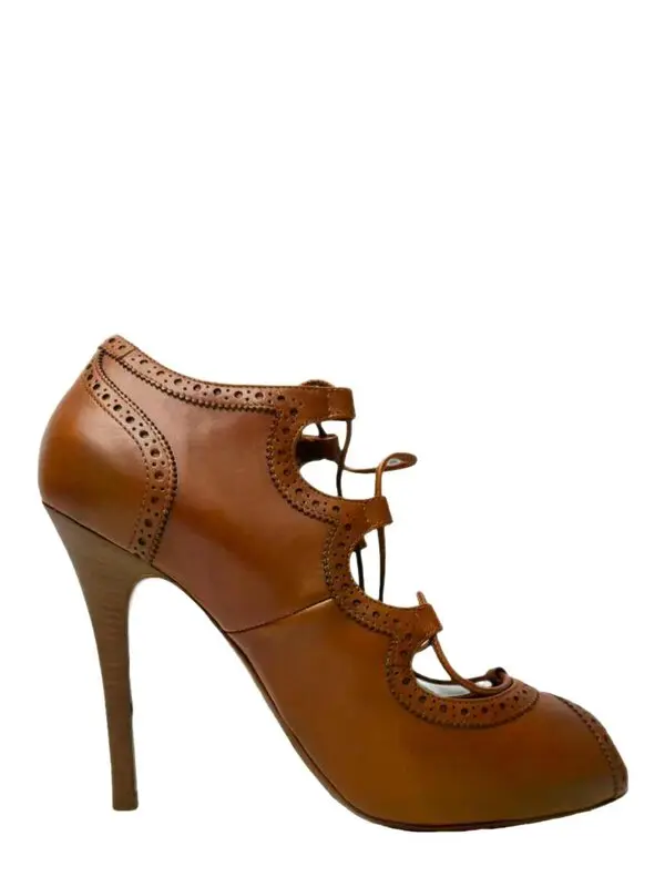 Ralph Lauren Peep-toe Brogue Ankle Boots - Brown