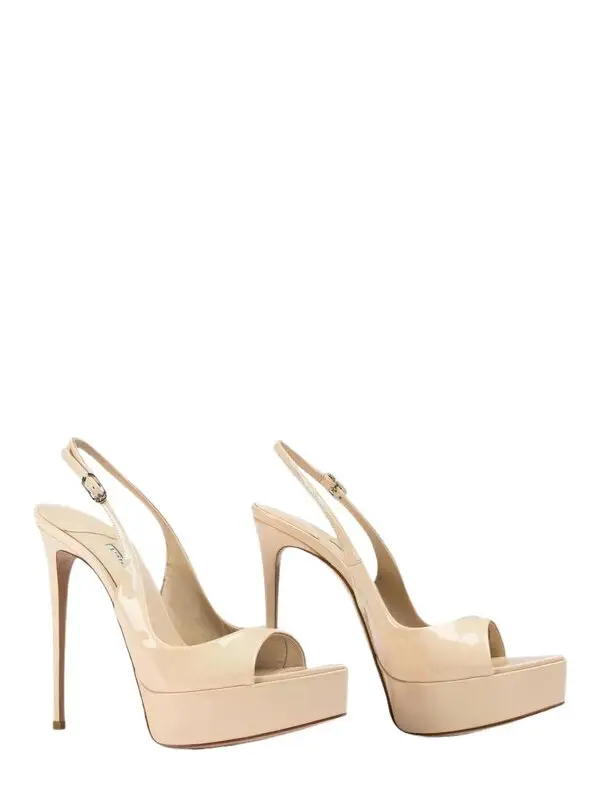 LE SILLA Uma Patent Platform Slingback Pumps - Neutrals