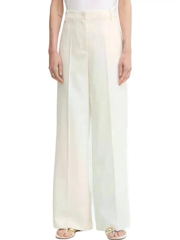 Patrizia Pepe Chevron Pattern Logo Plaque Trousers - Neutrals