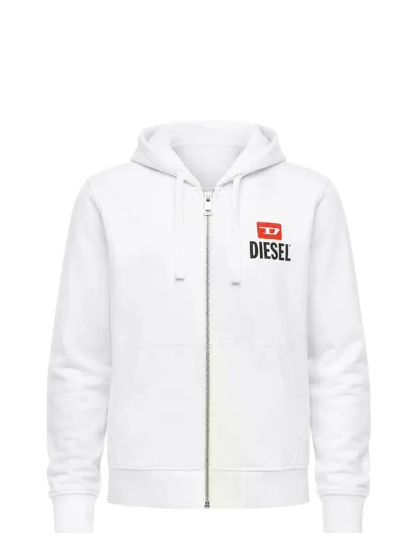 DIESEL® Logo-print Zip-up Hoodie - White