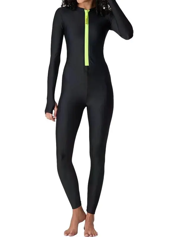 WATSKIN Lois Zip-fastening Long-sleeve Swim Jumpsuit - Black