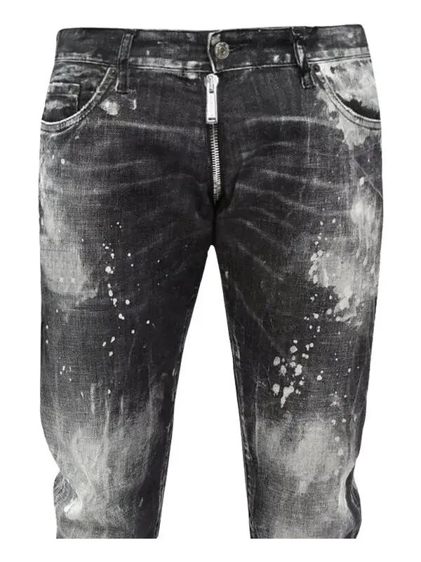 Dsquared2 Bleached Effect Jeans With Paint Splatter Detail - Black