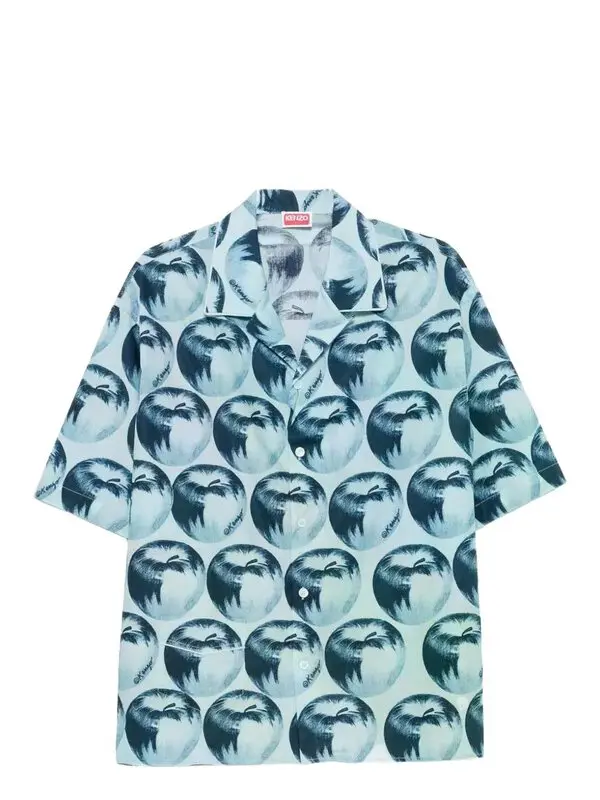 Kenzo Apple-print Short-sleeve Shirt - Blue