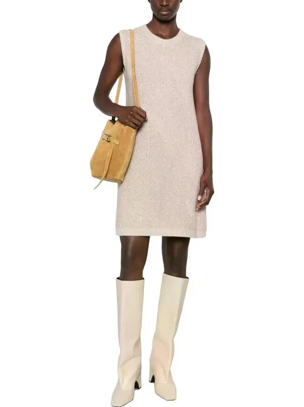 Fabiana Filippi Sequin Embellished Knitted Dress - Neutrals