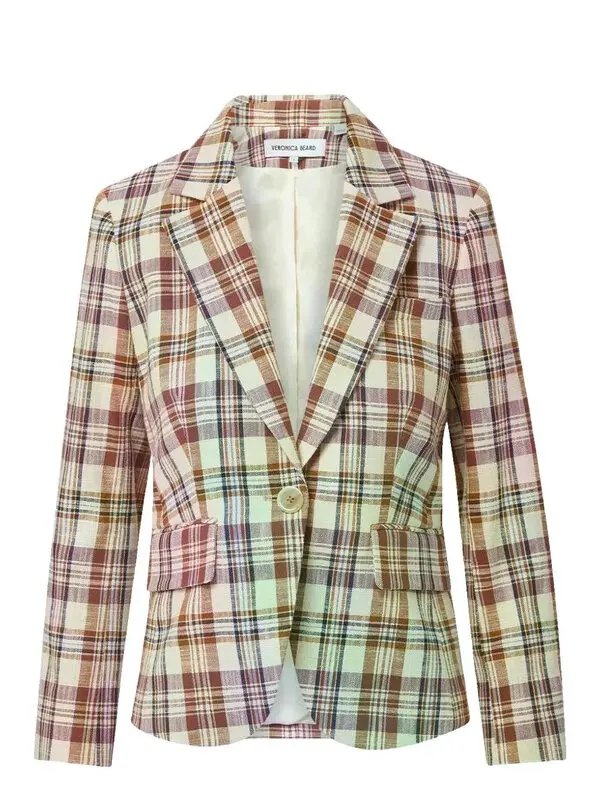 Veronica Beard Tyra Plaid Dickey Blazer - Neutrals