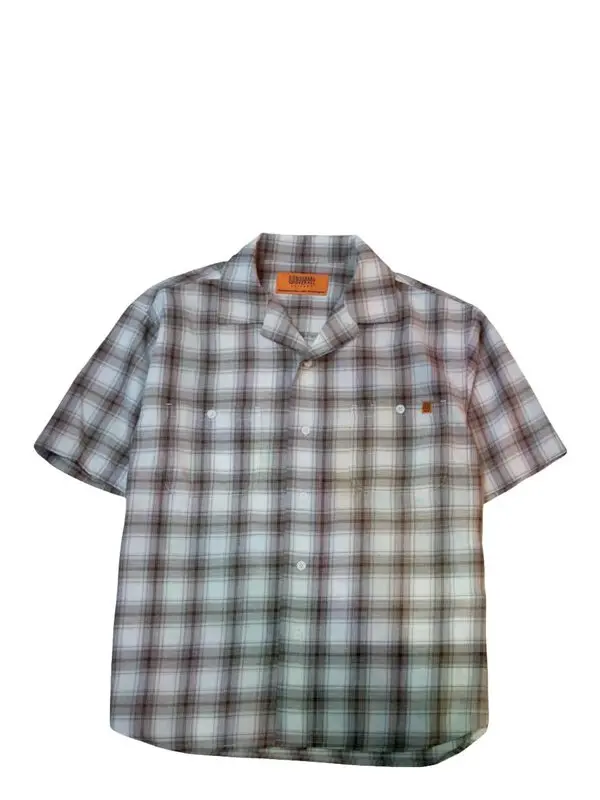 UNIVERSAL OVERALL Ombre-check Open-collar Shirt - Grey
