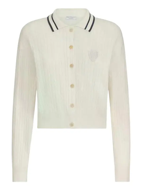 Brunello Cucinelli Cashmere Cable-knit Polo Shirt - Neutrals