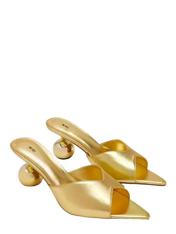 Jw Pei Ellie Spherical-heel Pointed-toe Mules - Gold