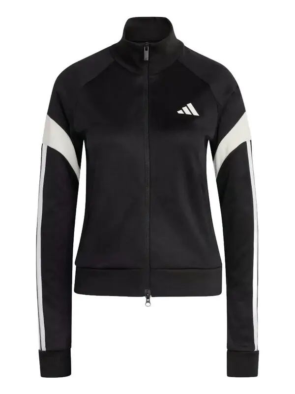 Adidas Tiro Nations Stripe Logo Mock Neck Zip Fastening Sweatshirt - Black