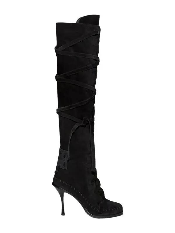 Dsquared2 Lace-up Suede High Heel Boots - Black