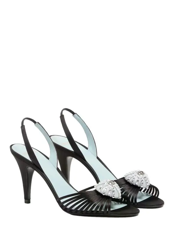 Valentino Garavani Coeur Royal Satin Sandal 85mm - Black