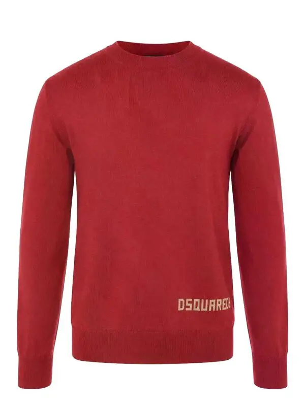 Dsquared2 Flocked Logo Crew Neck Sweater - Red