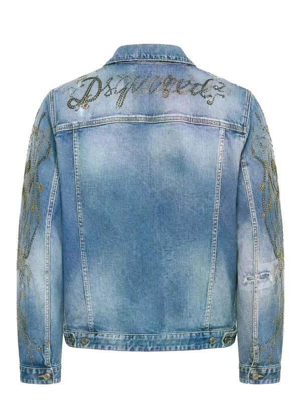 Dsquared2 Embellished Distressed Denim Jacket - Blue