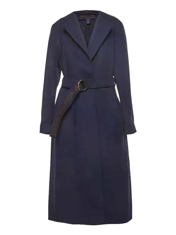LOUIS VUITTON Monogram Belted Wrap Coat - Blue