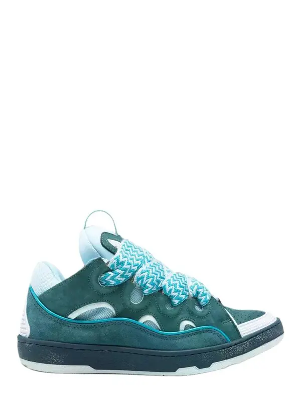 LANVIN Curb Herringbone-lace Sneakers - Blue