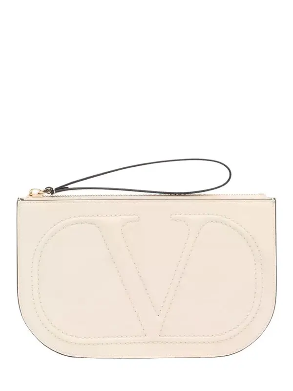 Valentino Garavani Vlogo Walk Calfskin Pouch - Neutrals