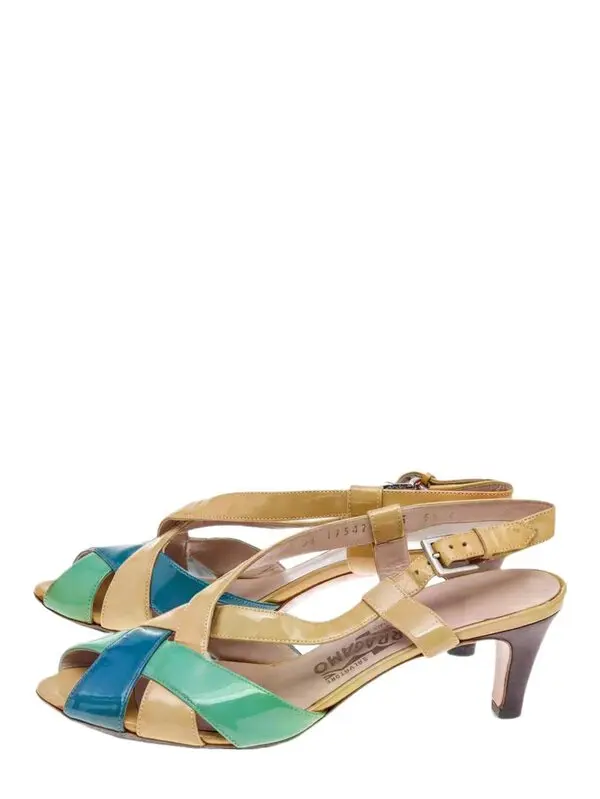 FERRAGAMO Patent Calf Leather Peep-toe Sandals - Neutrals