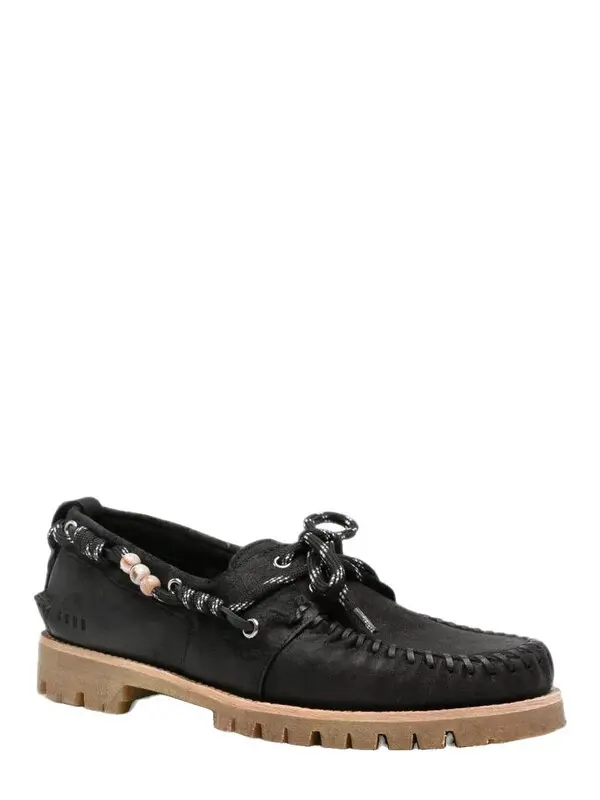 GOLDEN GOOSE Bead-embellished Boat Shoes - Black