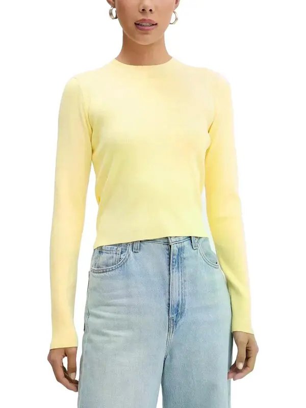 VICOLO Tie-back Ribbed Long-sleeve Top - Yellow