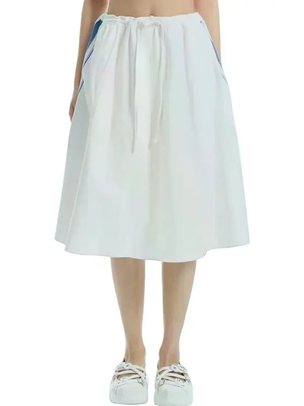 LOW CLASSIC Stripe-detail Drawstring Midi Skirt - Blue