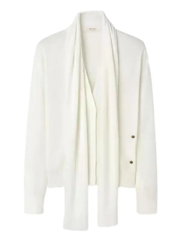 RETORI Scarf-detail Silk Cardigan - Neutrals
